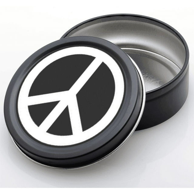 Stash Tin Peace Sign 3.5" Round Storage Container – Brass Pipe Screens